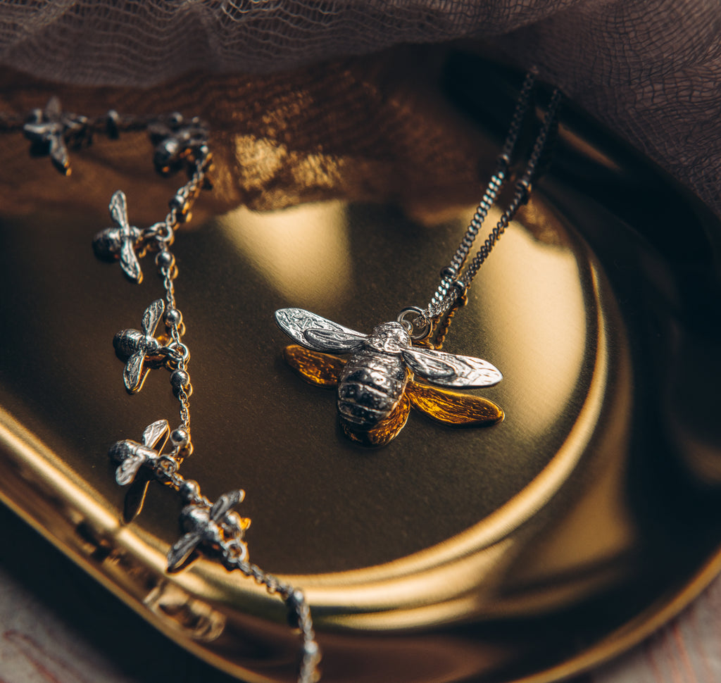 Larger Bumble Bee Necklace, with Bobble Chain - Sterling Silver – Ivy ...